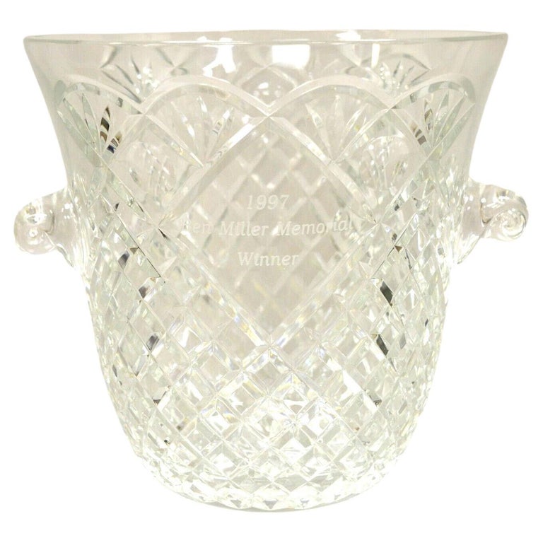 Vintage Heavy Diamond Cut Lead Crystal Glass Ice Bucket, Etched For ...