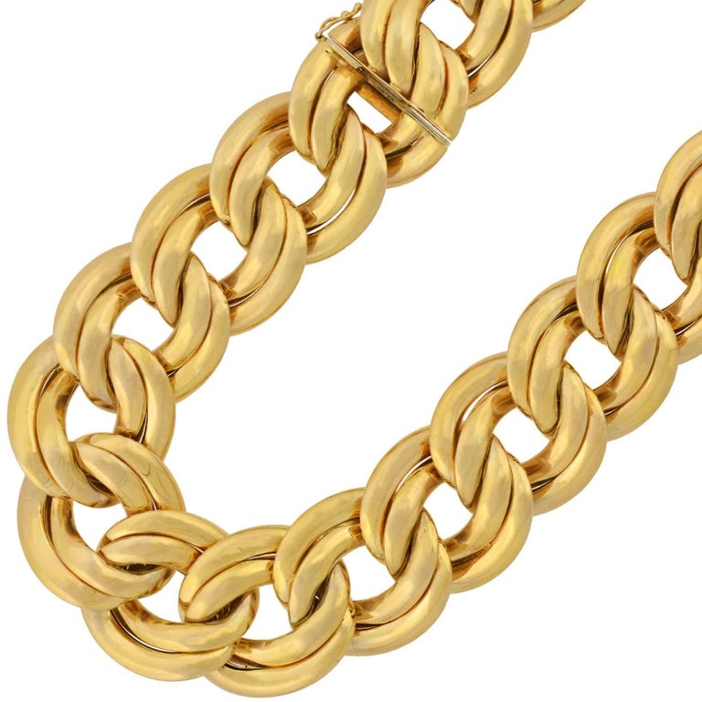 Vintage Heavy Double Cuban Link Gold Chain Necklace at 1stDibs | double ...