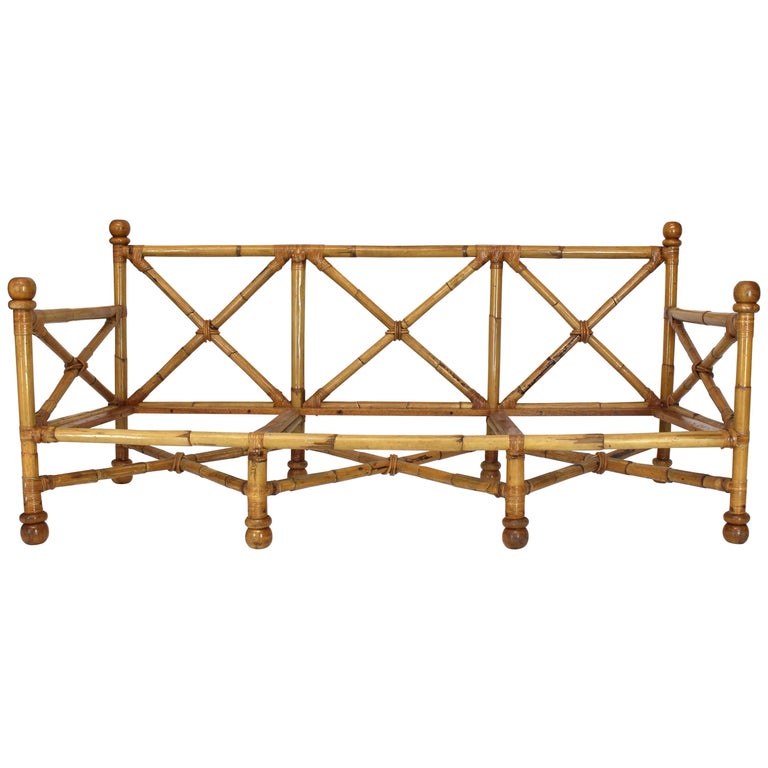 Vintage Heavy Gage Thick Bamboo and Leather X-Base Sofa Frame For Sale ...