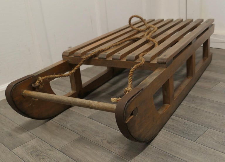 Vintage Heavy Quality Alpine Sledge in Beech For Sale at 1stDibs