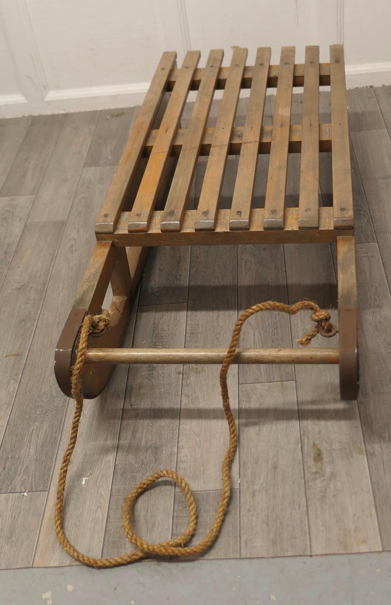 Vintage Heavy Quality Alpine Sledge in Beech For Sale at 1stDibs