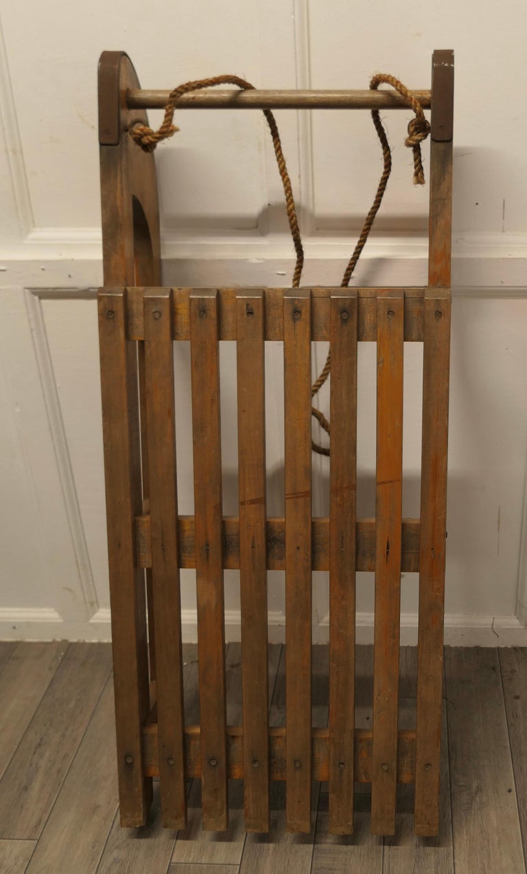 Vintage Heavy Quality Alpine Sledge in Beech For Sale at 1stDibs
