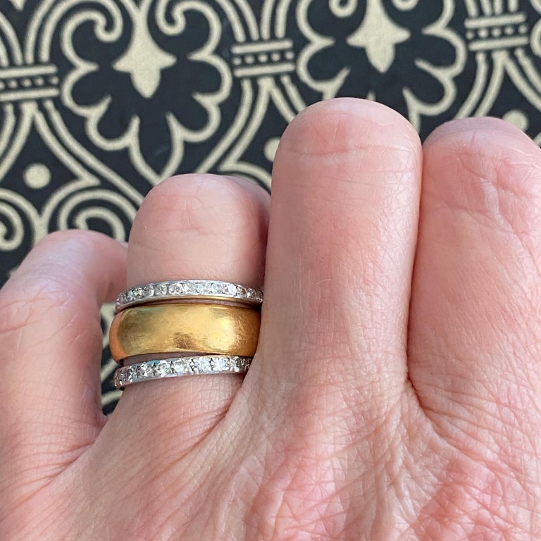 Vintage Heavy Wide 22K Gold Wedding Band Ring For Sale at 1stDibs