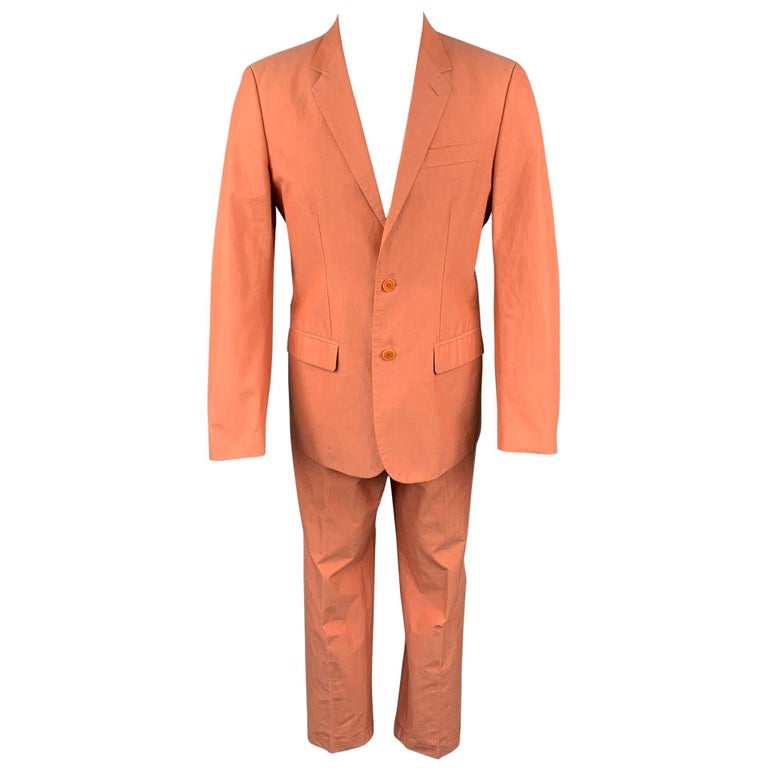 Vintage HELMUT LANG Size 38 Coral Cotton Notch Lapel Suit at 1stDibs
