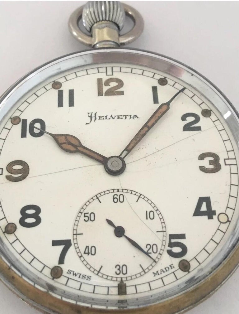 Vintage Helvetia Military Pocket Watch For Sale at 1stDibs