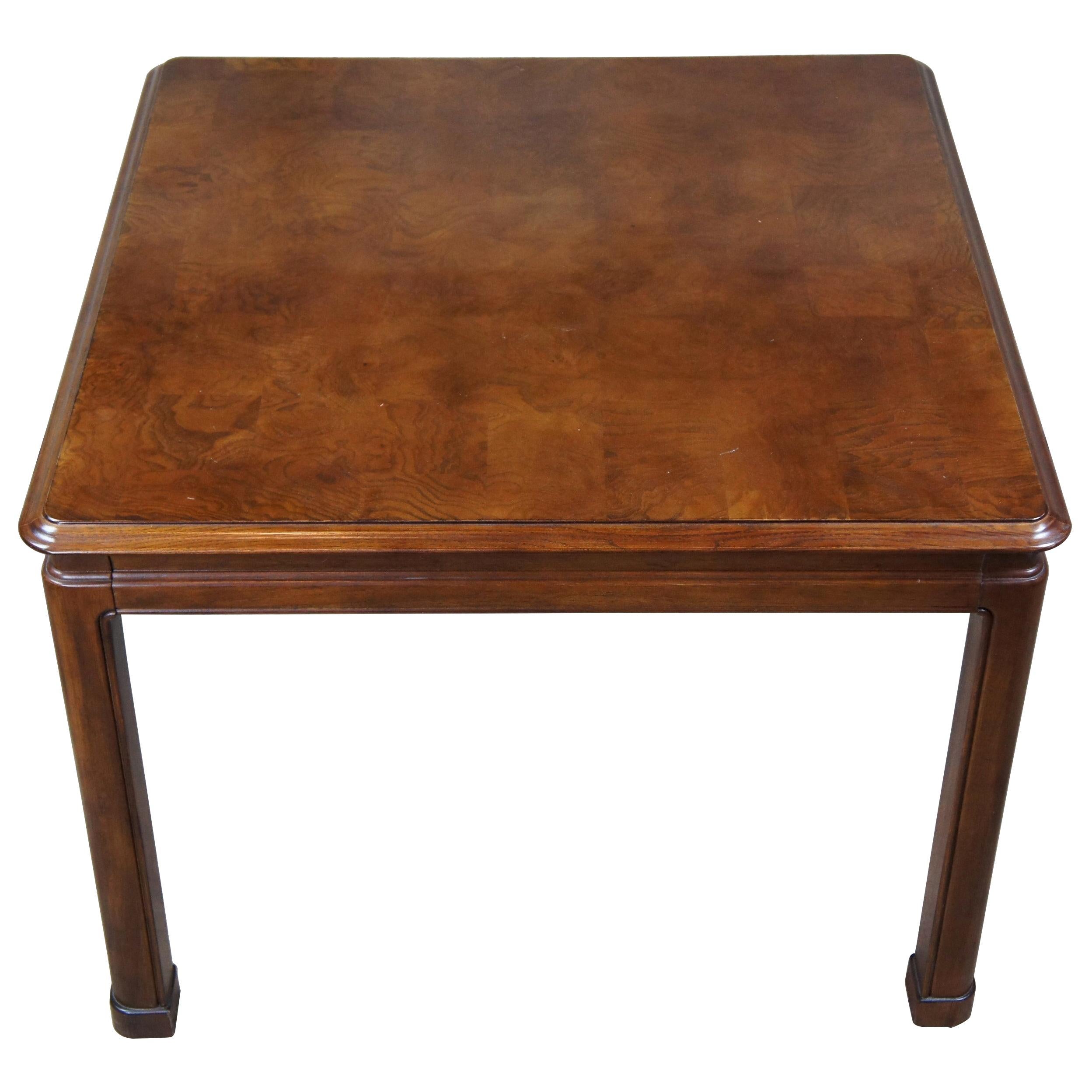 Vintage Henredon Burled Walnut Square Chinoiserie Breakfast Dining ...