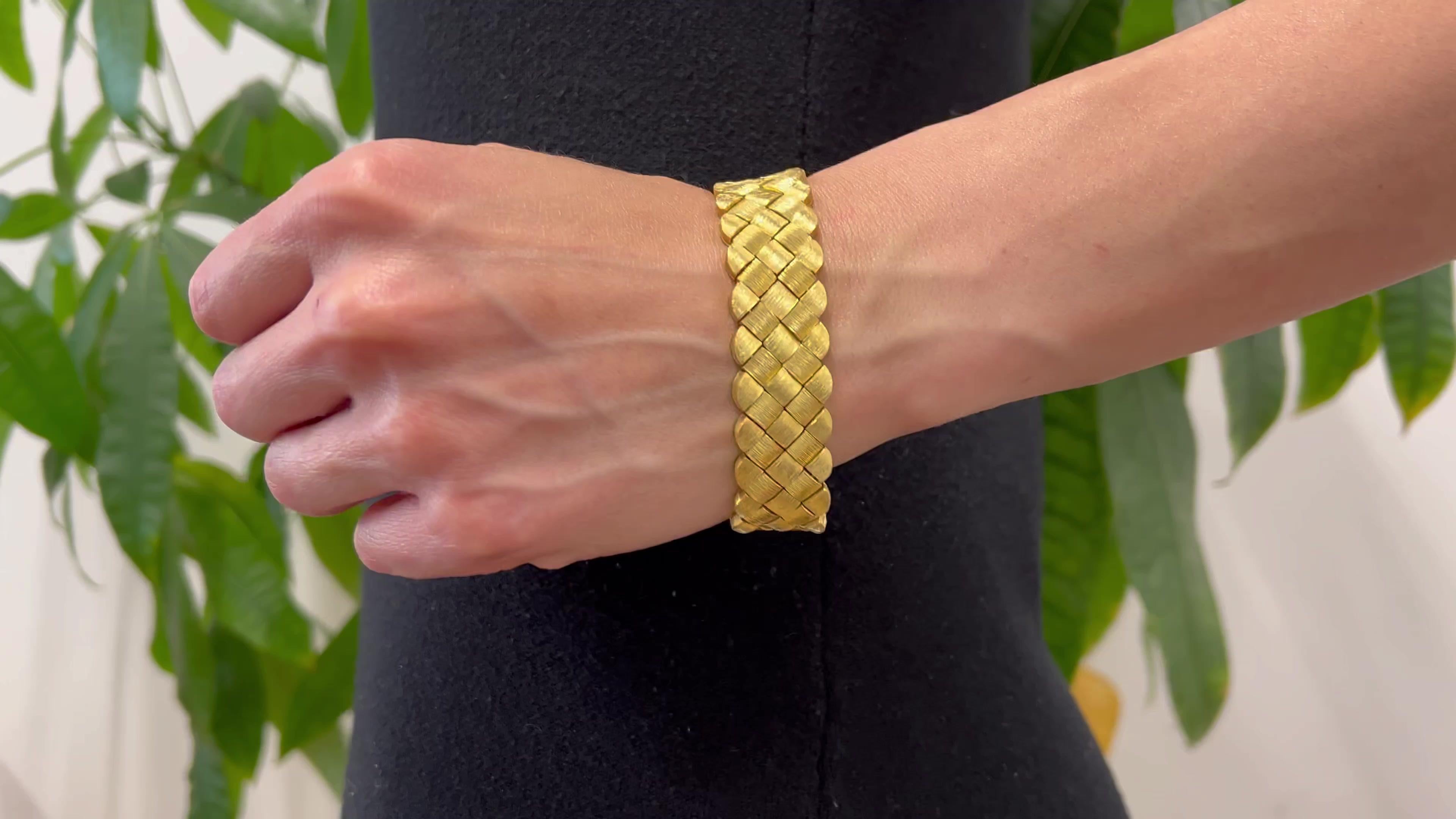 Vintage Henry Dunay 18 Karat Yellow Gold Textured Bracelet For Sale at ...