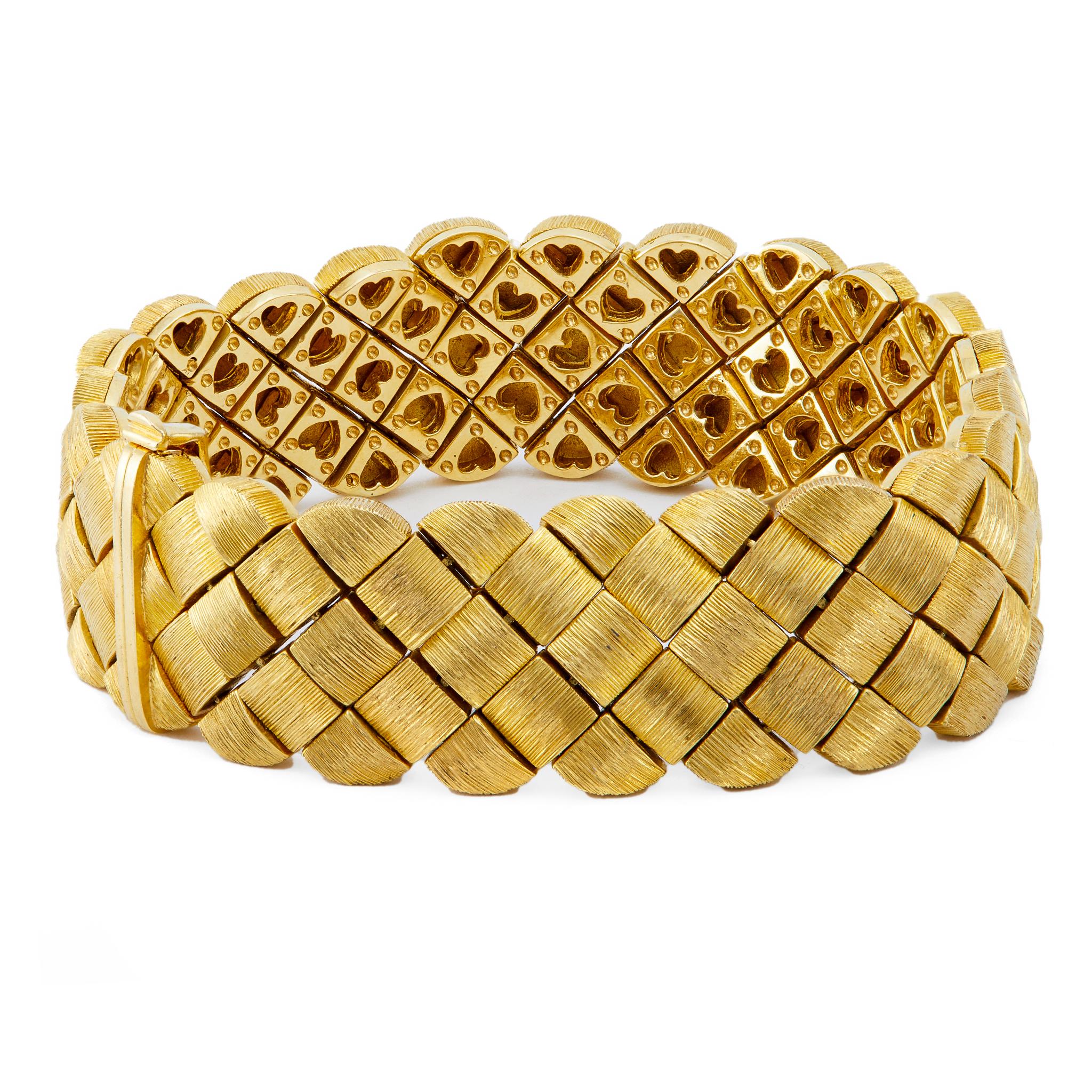 Vintage Henry Dunay 18 Karat Yellow Gold Textured Bracelet For Sale at ...