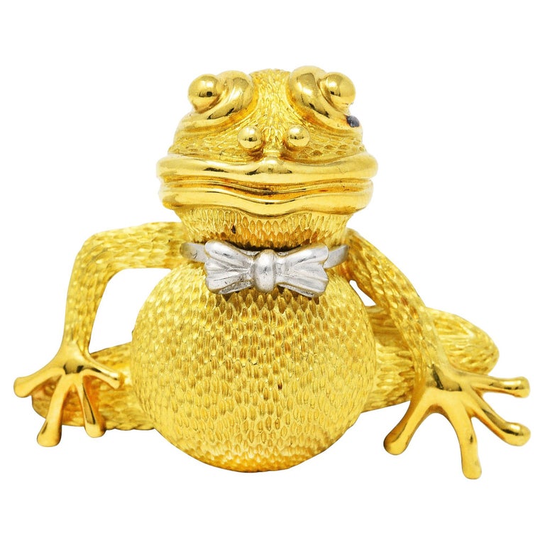 Vintage Henry Dunay Platinum 18 Karat Yellow Gold Frog Brooch For Sale ...