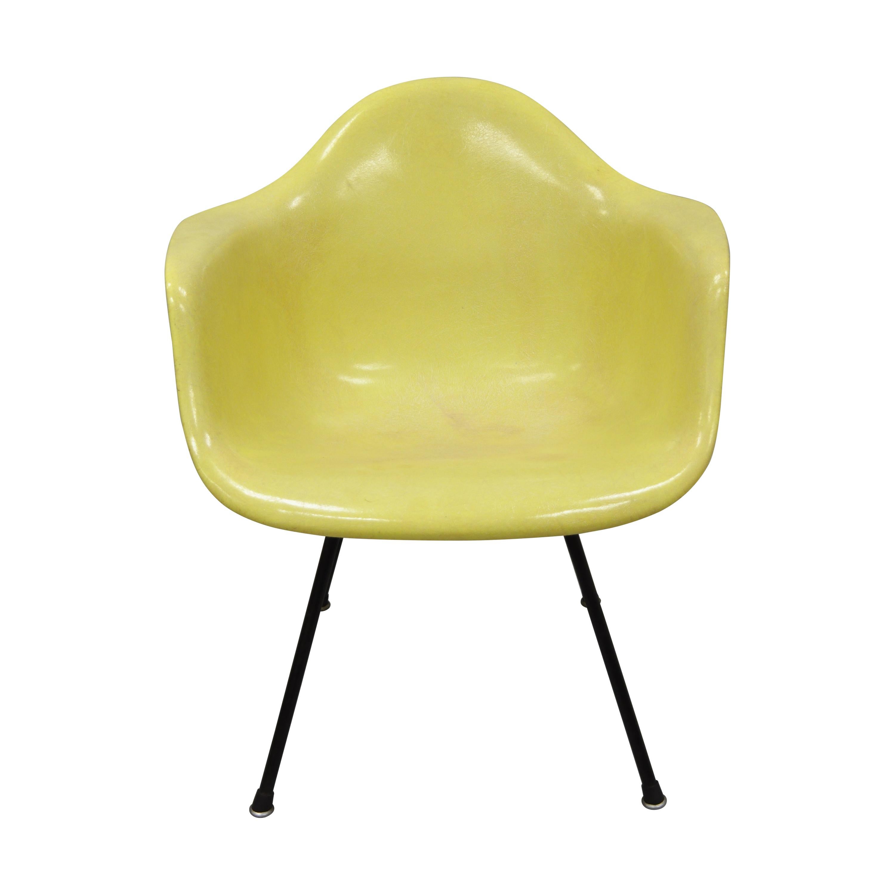 Vintage Herman Miller Yellow Fiberglass Eames Shell Armchair H-Base 'A ...
