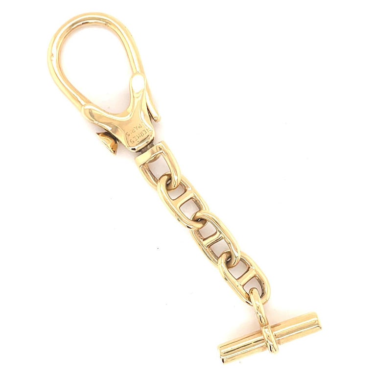 Vintage Hermes 18 Karat Gold Key Chain For Sale at 1stDibs