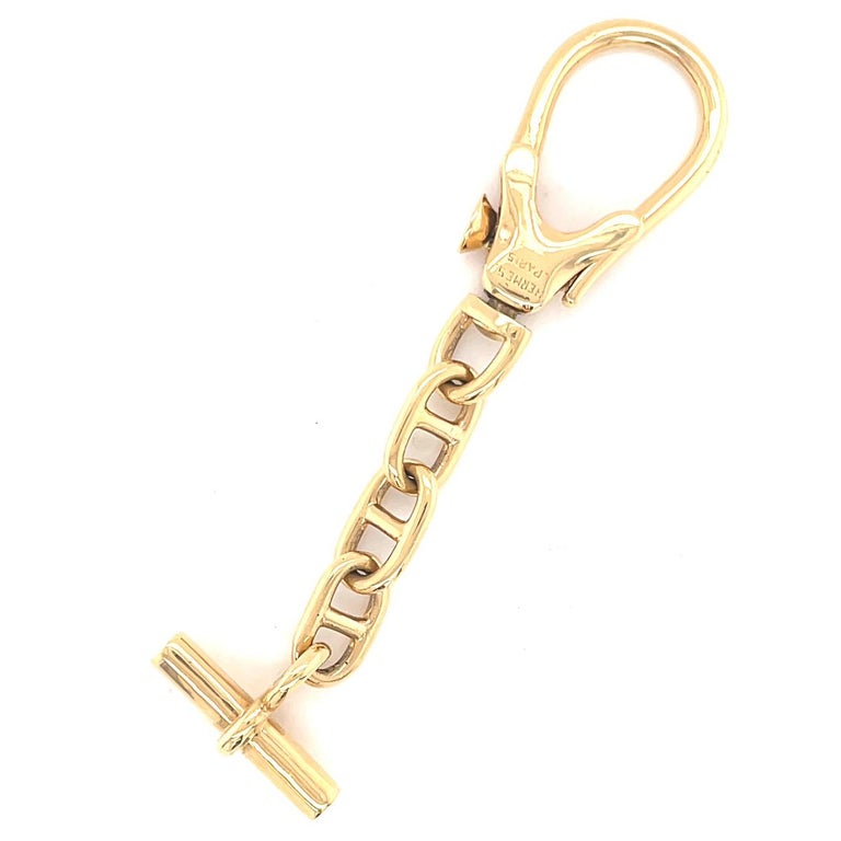 Vintage Hermes 18 Karat Gold Key Chain For Sale at 1stDibs