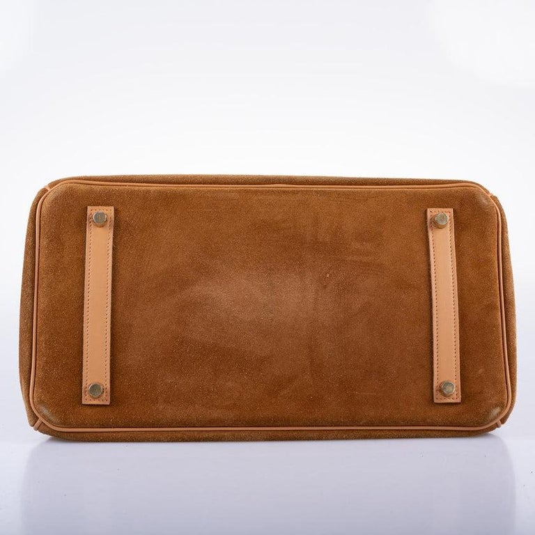 Vintage Hermès Birkin 35 Fauve Grizzly Suede and Painted Leopard ...