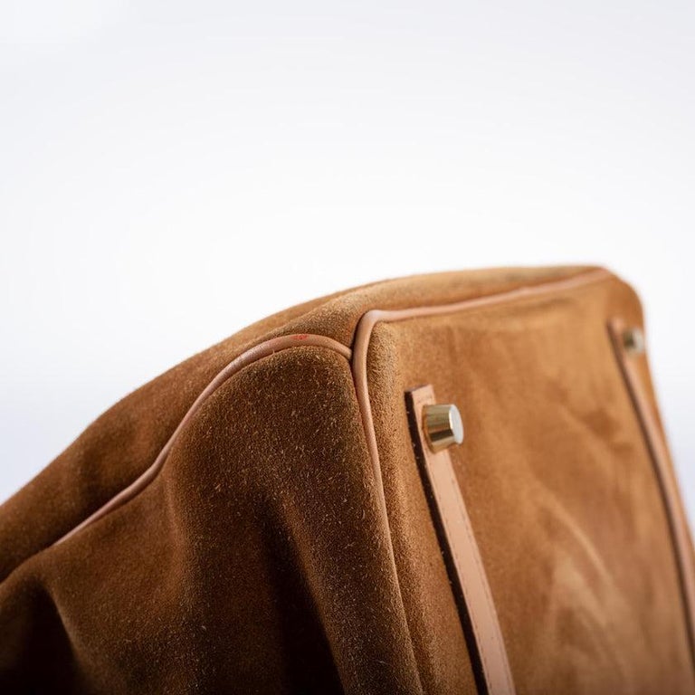 Vintage Hermès Birkin 35 Fauve Grizzly Suede and Painted Leopard ...