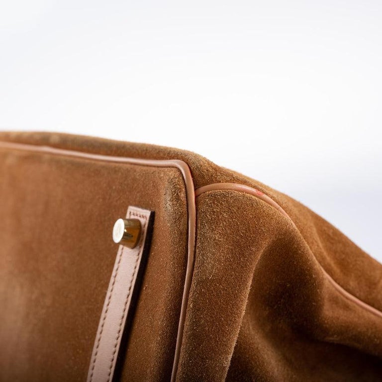 Vintage Hermès Birkin 35 Fauve Grizzly Suede and Painted Leopard ...