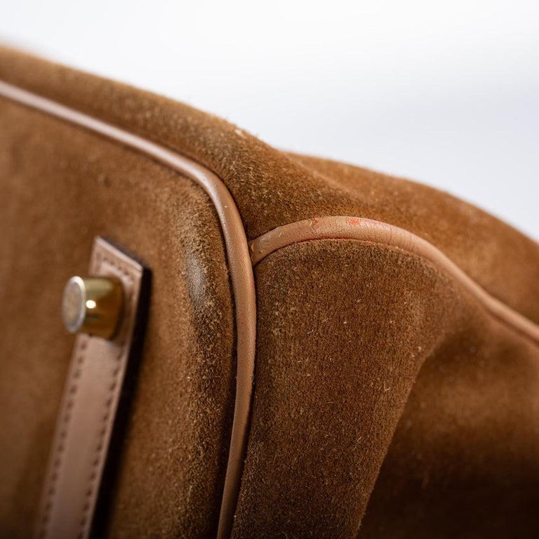 Vintage Hermès Birkin 35 Fauve Grizzly Suede and Painted Leopard ...