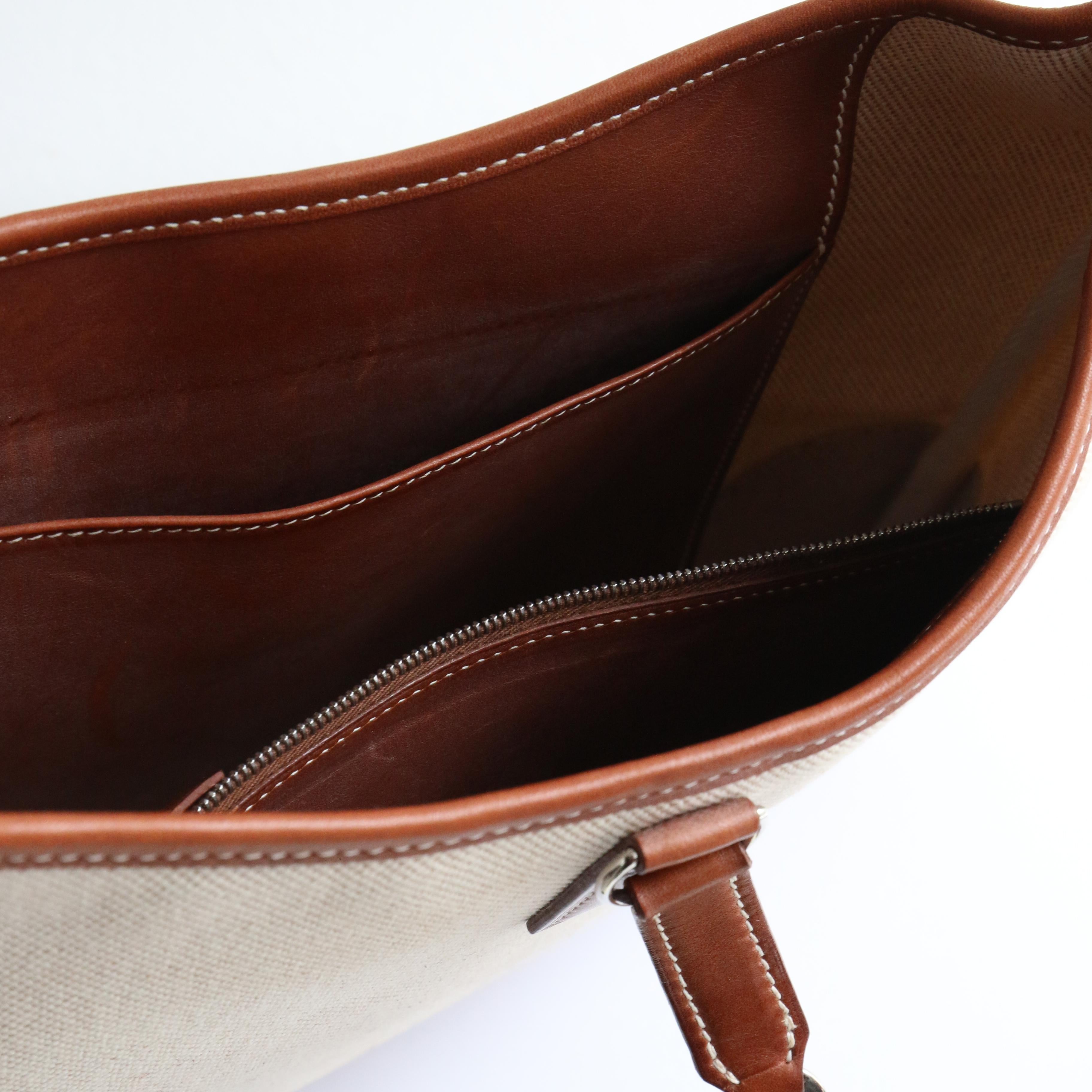 Vintage Hermès Canvas and Leather Shoulder Bag at 1stDibs