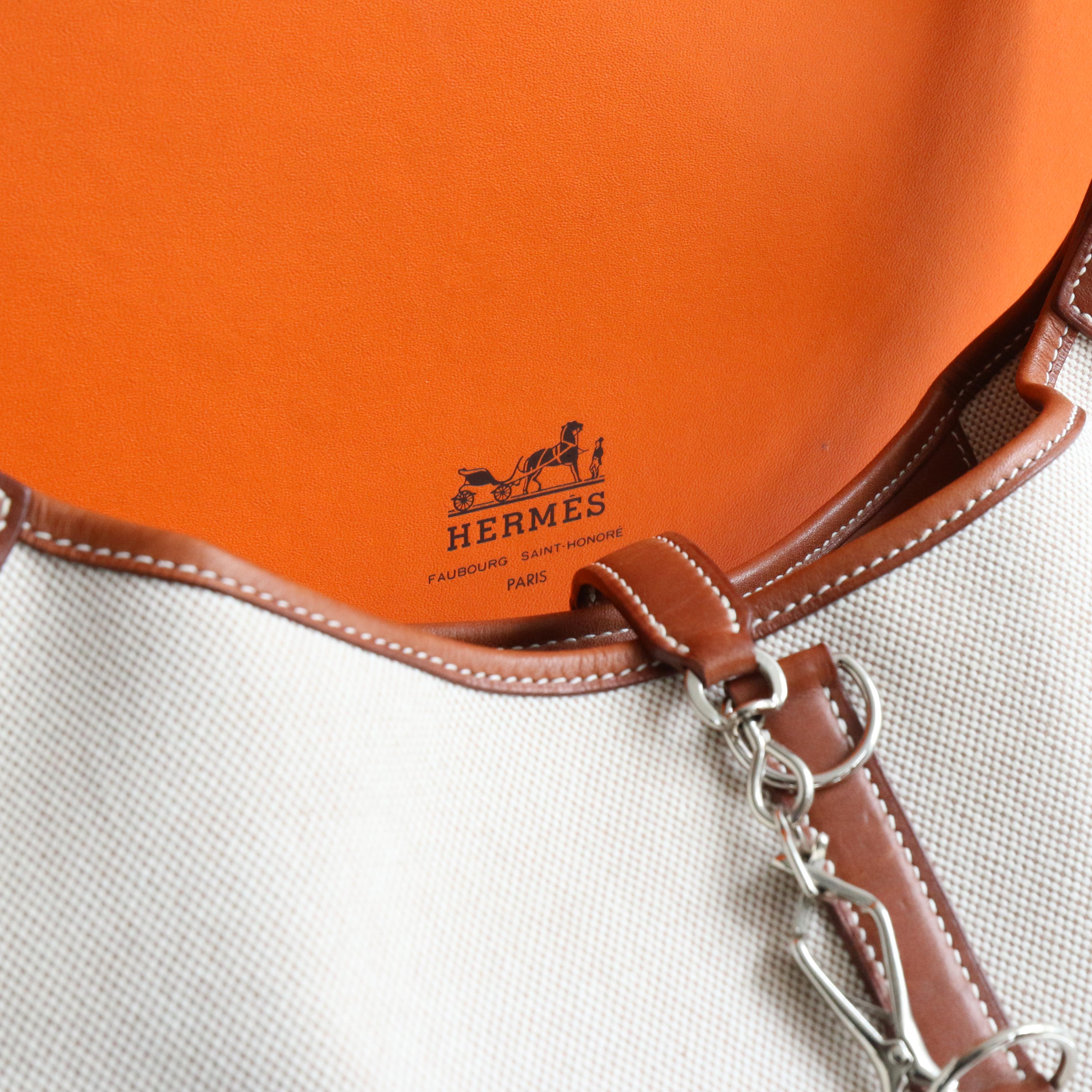 Vintage Hermès Canvas and Leather Shoulder Bag at 1stDibs