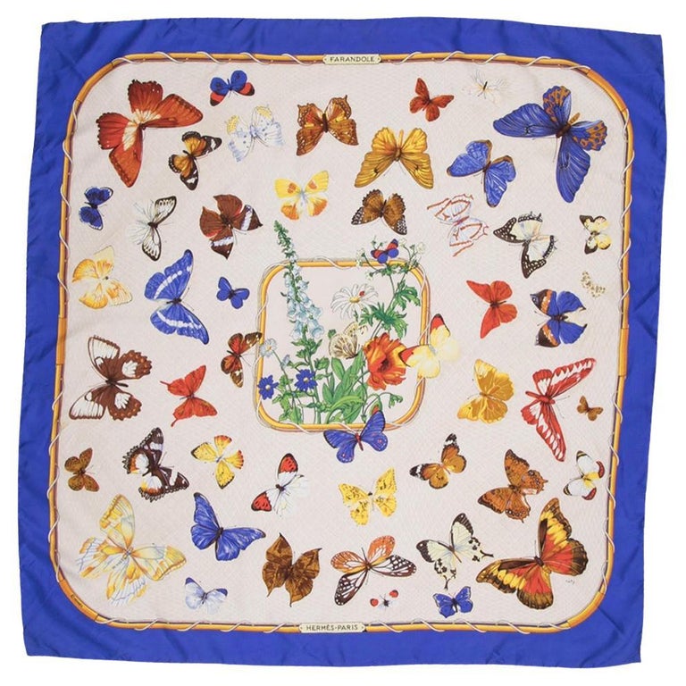 Vintage Hermes Farandole Butterflies Scarf by Caty Latham, 1992 For ...