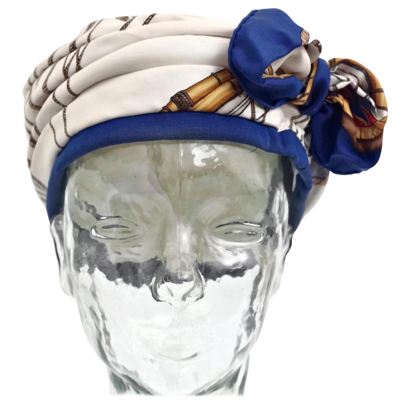Vintage HERMES Globe Silk Bow Turban Hat at 1stDibs | hermes turban