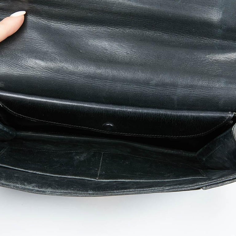 Vintage Hermes "Half Moon" Black Box Calf Bag 1950 For Sale at 1stDibs