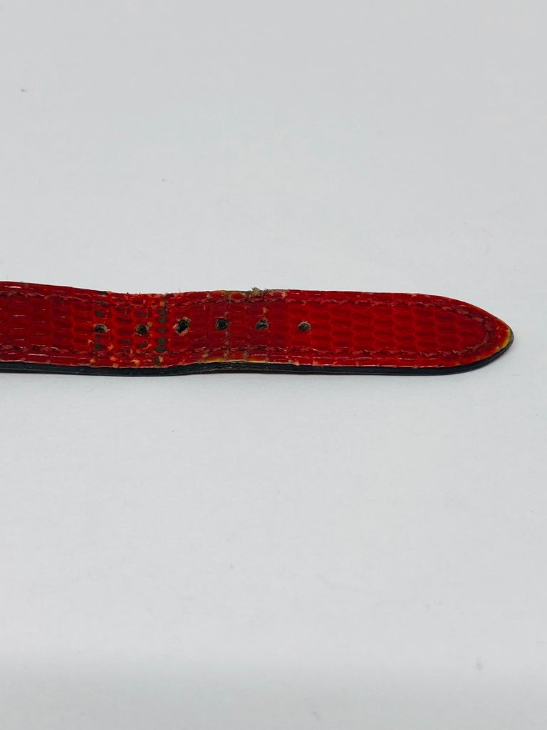 Vintage HERMES Kelly Gold Padlock Wrist Watch Red Animal Skin Strap ...