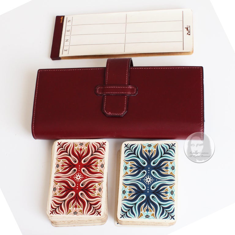 Vintage Hermes Leather Card Game Case with Leather Bound Pad + Playing ...