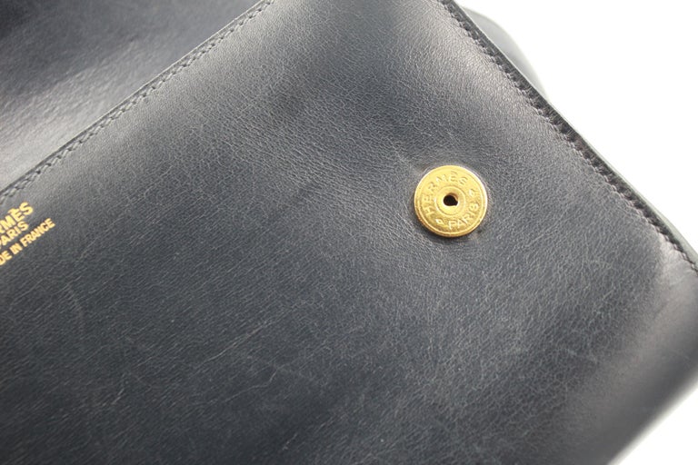 Vintage Hermes Medor Shoulder Bag in Navy Box Leather at 1stDibs