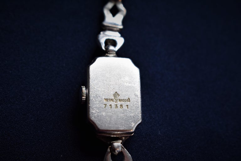 FINAL SALE 1950s Hermes Metal Rhodié and Marcasite Cocktail Watch ...