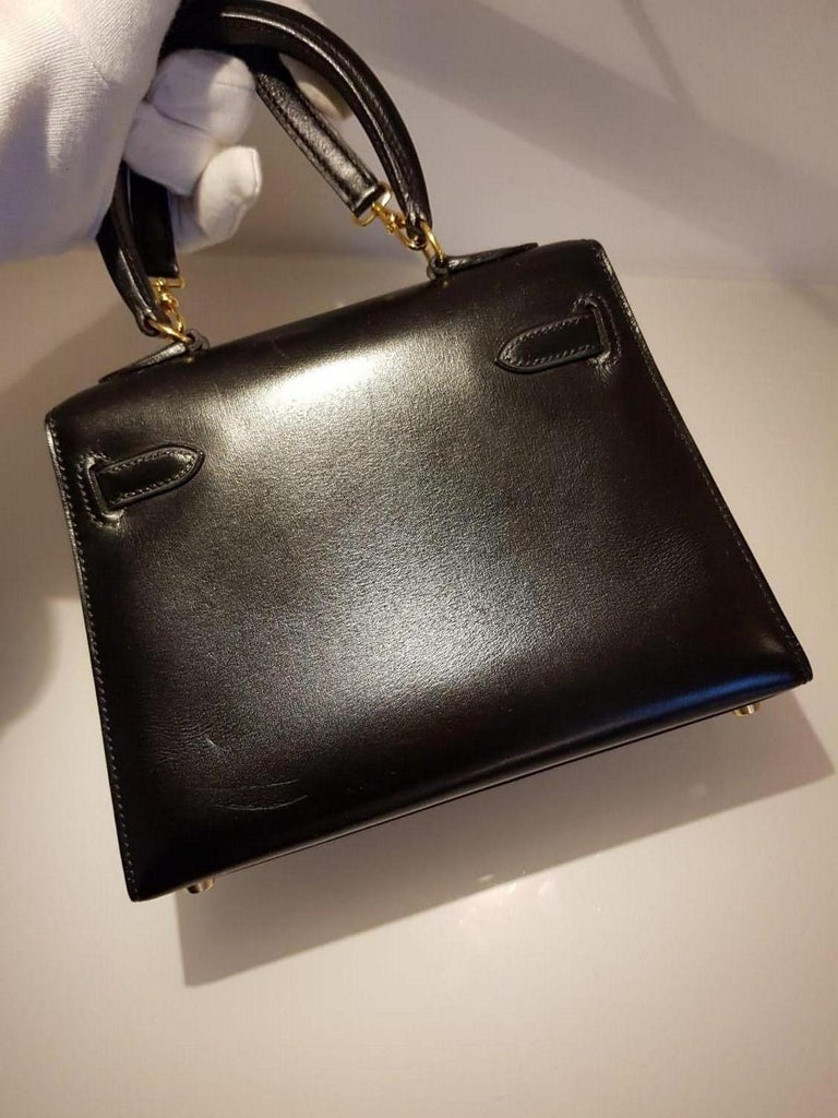 Vintage Hermès Mini Kelly Sellier Bag Black Box Leather Ghw 20 cm at ...