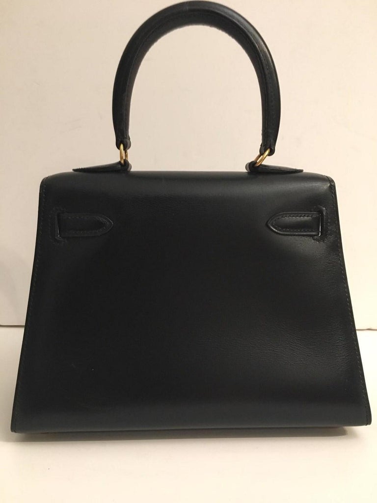 Vintage Hermès Mini Kelly Sellier Bag Black Box Leather Ghw 20 cm at ...