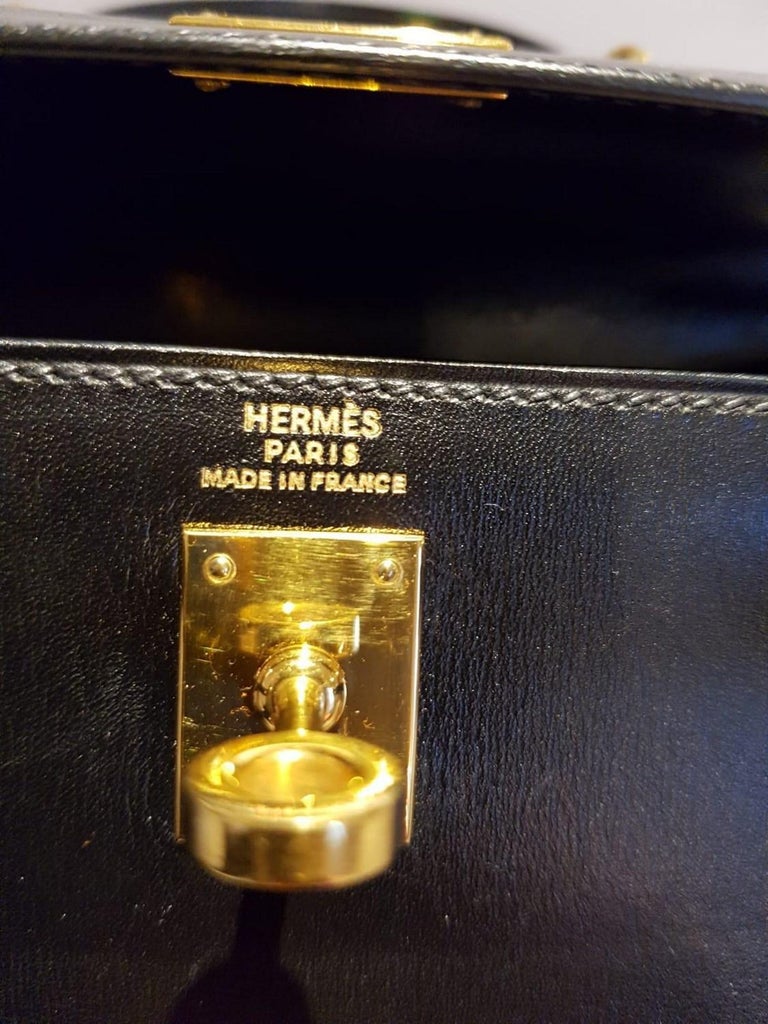 Vintage Hermès Mini Kelly Sellier Bag Black Box Leather Ghw 20 cm at ...