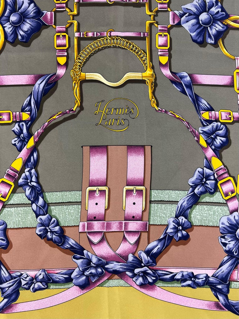 Vintage Hermès Paris Henri d’Origny Grand Manege Silk Scarf 90 CM For Sale at 1stDibs