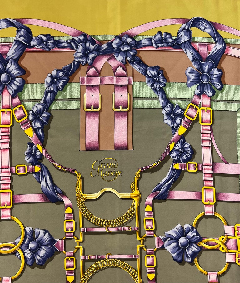 Vintage Hermès Paris Henri d’Origny Grand Manege Silk Scarf 90 CM For Sale at 1stDibs