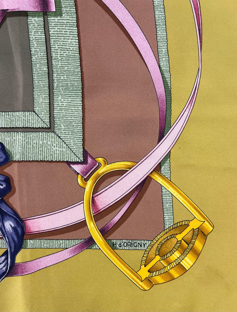 Vintage Hermès Paris Henri d’Origny Grand Manege Silk Scarf 90 CM For Sale at 1stDibs