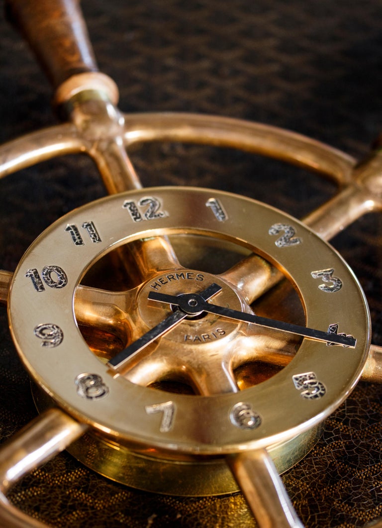 Vintage Hermes Paris Wall Clock Ship Wheel Helm Rare Marine Yacht Clock ...