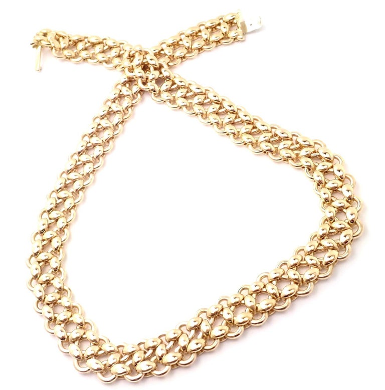 Vintage Hermes Yellow Gold Link Necklace For Sale at 1stDibs