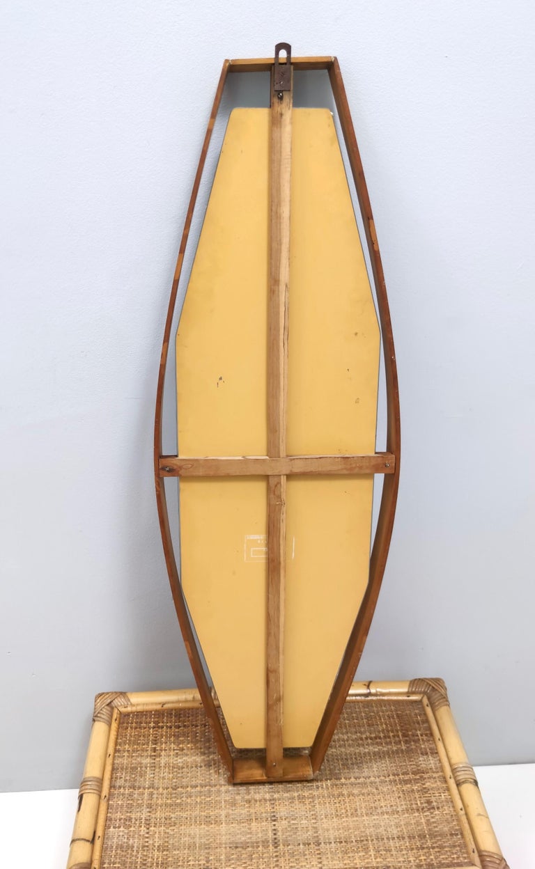Vintage Hexagonal Wall Mirror with a Beech Frame, Italy For Sale at 1stDibs