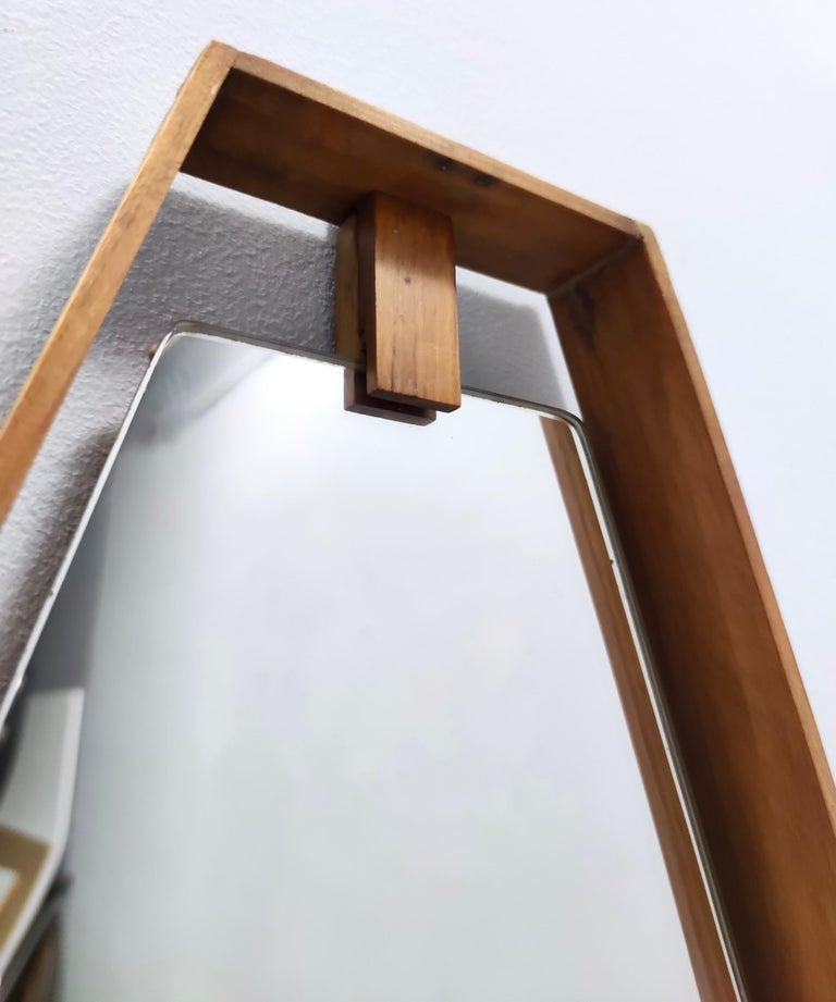 Vintage Hexagonal Wall Mirror with a Beech Frame, Italy For Sale at 1stDibs