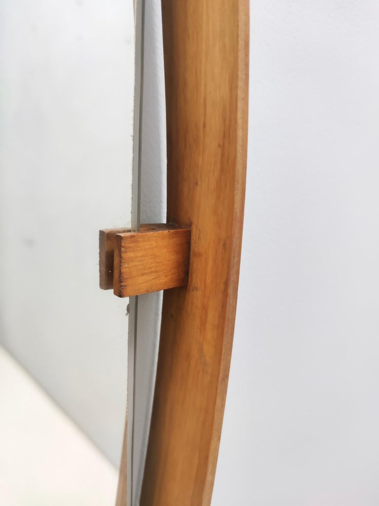 Vintage Hexagonal Wall Mirror with a Beech Frame, Italy For Sale at 1stDibs