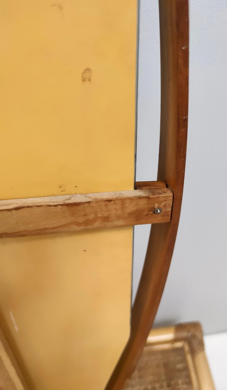 Vintage Hexagonal Wall Mirror with a Beech Frame, Italy For Sale at 1stDibs