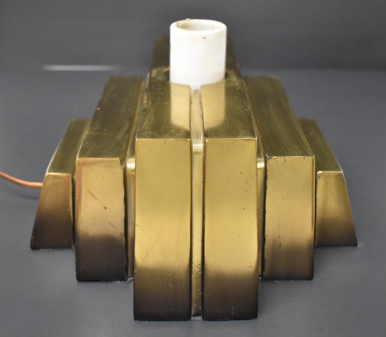 Vintage Heyco Art Deco Style Brass and Acrylic Pyramid Table Lamp For ...