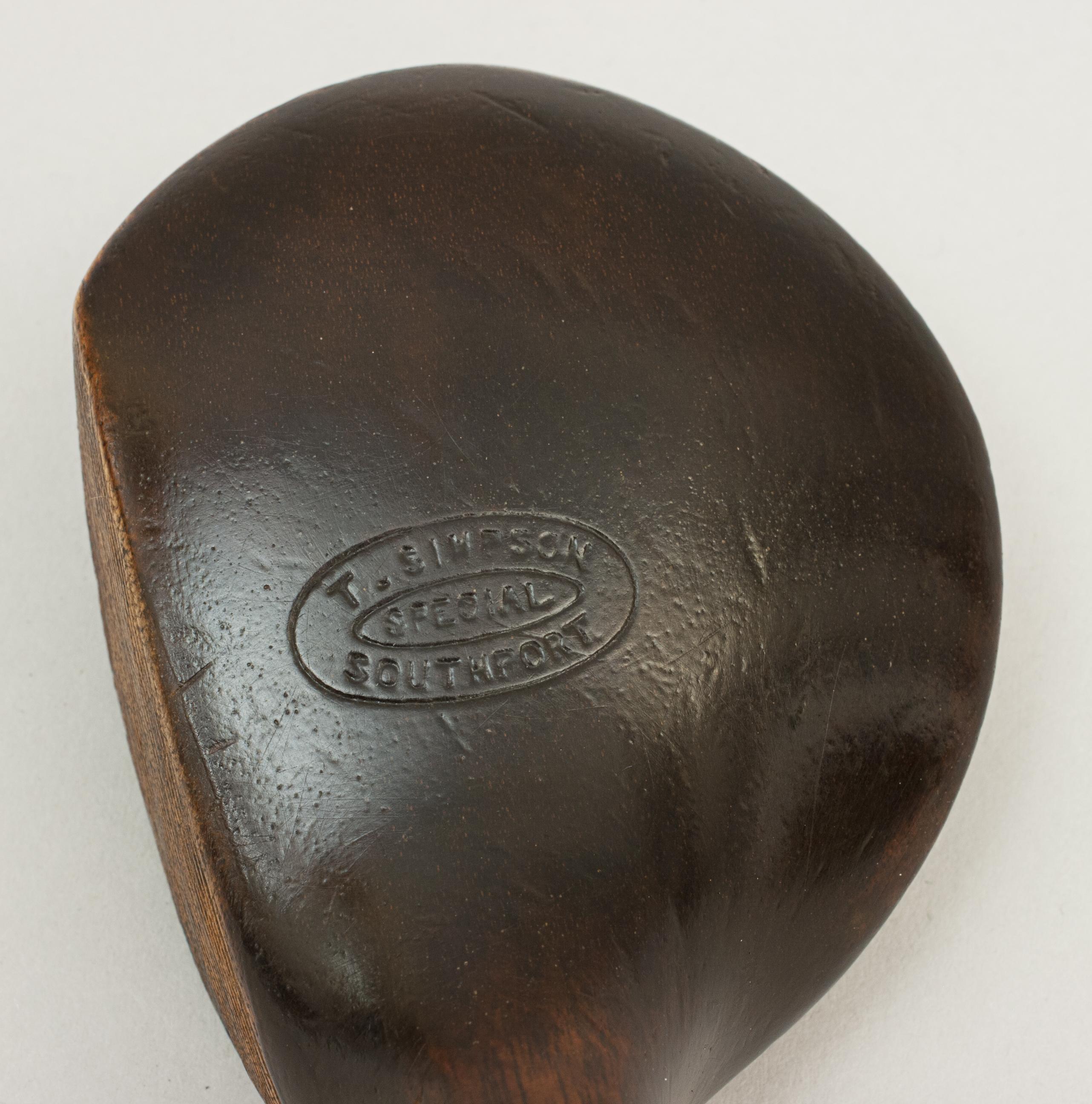 Vintage Hickory Shafted Brassie Golf Club by T. Simpson of Southport at ...