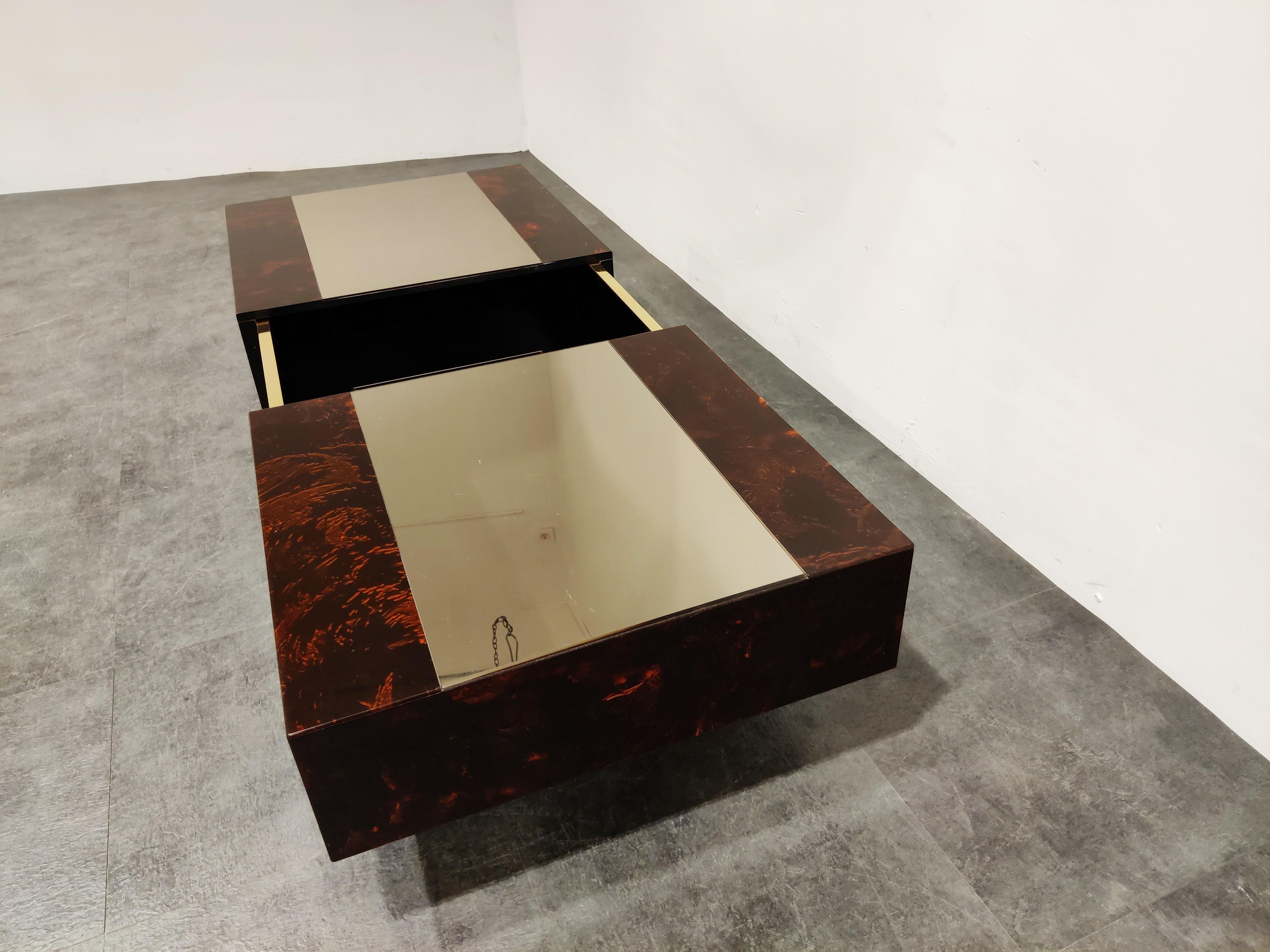 Vintage Hidden Bar Coffee Table by Eric Maville and Jean Claude Mahey ...