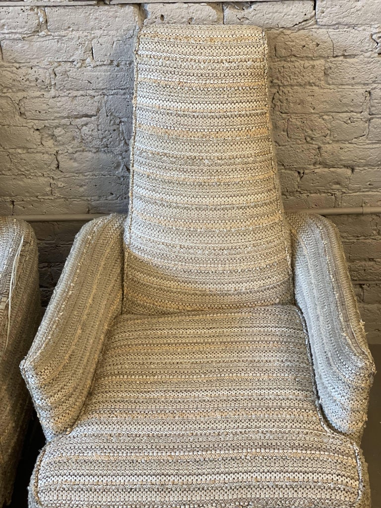 Vintage High Back Chairs in Tan Upholstery, a Pair For Sale at 1stDibs