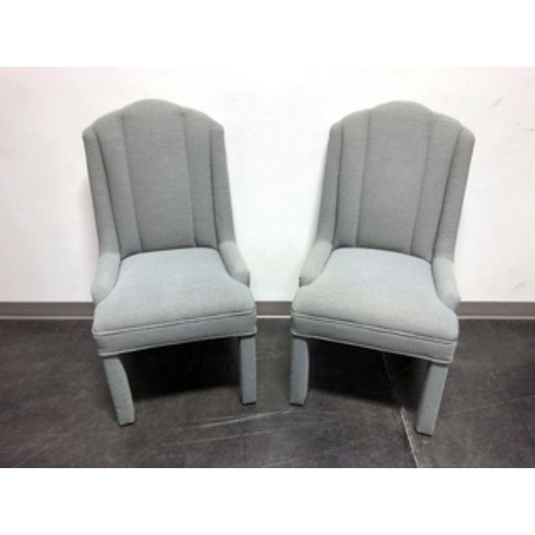High-End Grey Channel Back Parsons Chairs - Pair B at 1stDibs