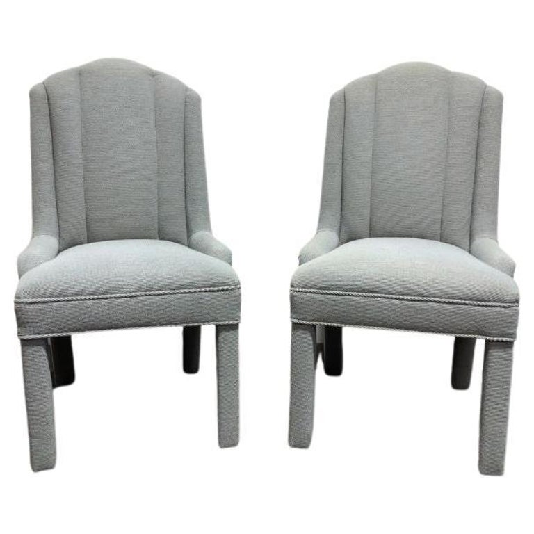 High-End Grey Channel Back Parsons Chairs - Pair B at 1stDibs