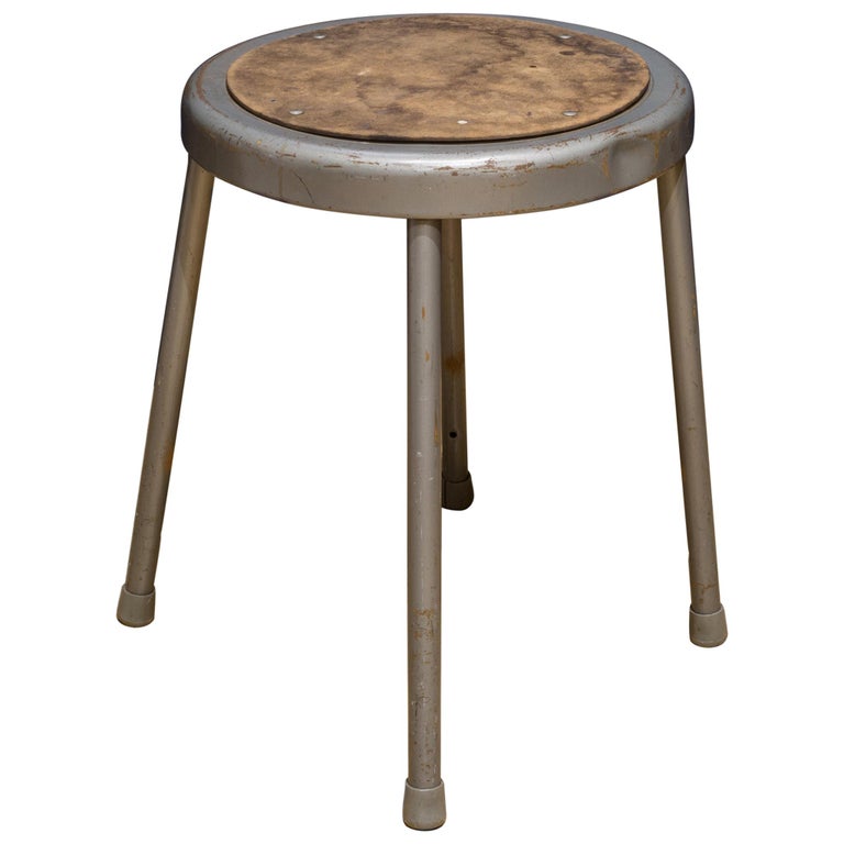 Vintage High School Metal Low Stool, circa 1960 at 1stDibs