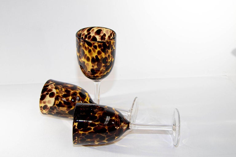 Vintage Highball Footed Glasses Amber Tortoise Shell Color Set of 3 For ...