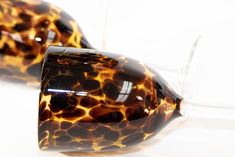 Vintage Highball Footed Glasses Amber Tortoise Shell Color Set of 3 For ...